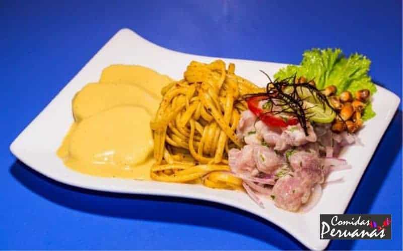 Combinado Peruano - Ceviche - Tallarines Rojos - Papa Huancaina