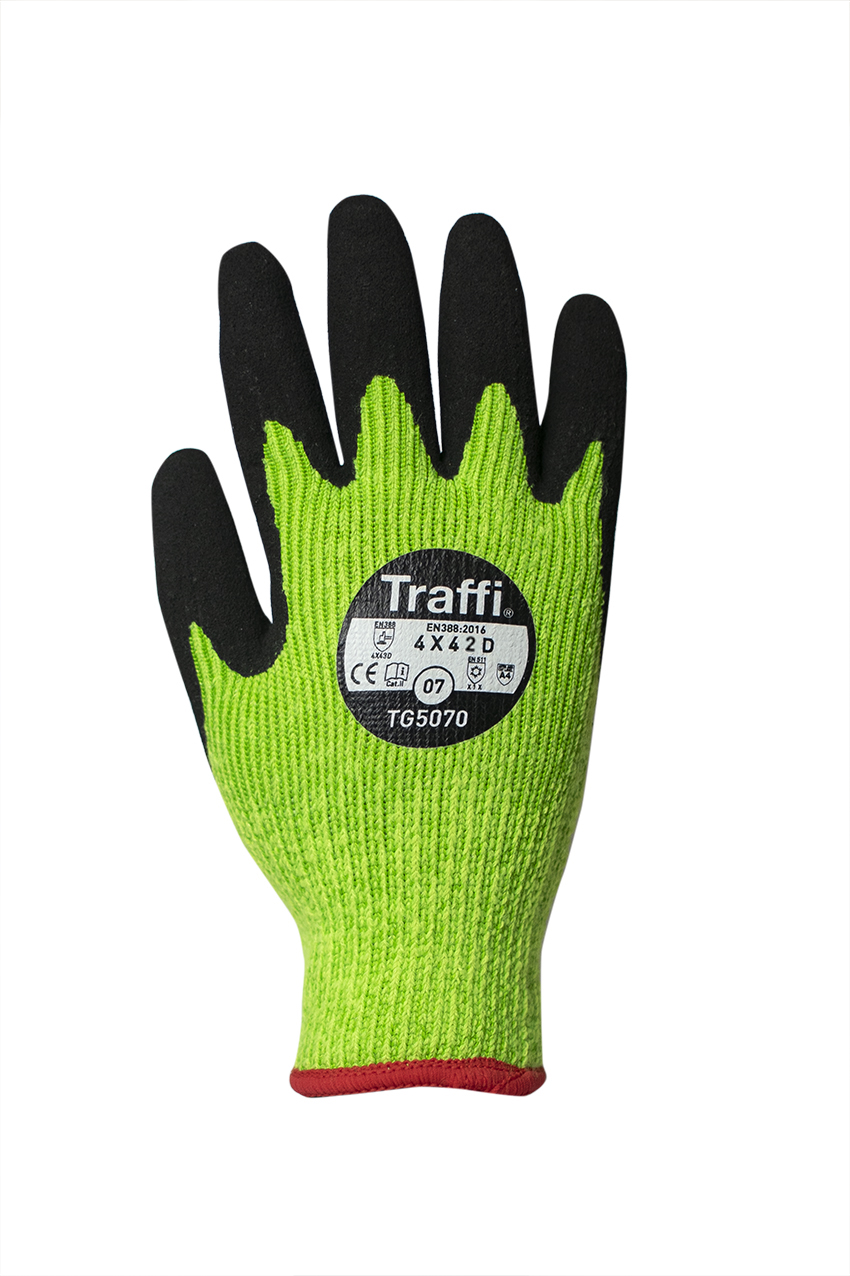 Traffi TG5070 X-DURA Thermal Latex Cut Level D Safety Glove - Pack of ...