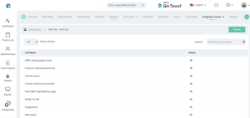 Multi Trello Board Integration in Test Management Tool