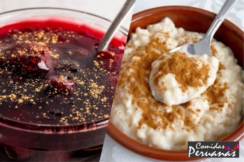 Mazamorra Morada y Arroz con Leche - Postres Peruanos - Combinado